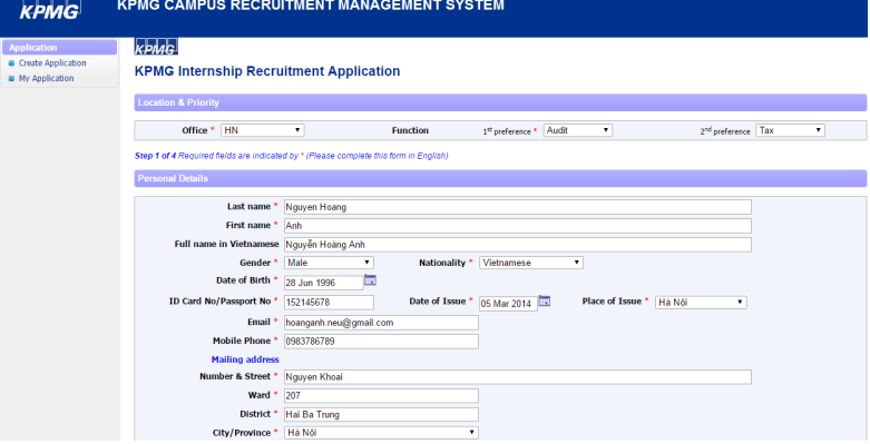 [Application Form] Hướng dẫn hoàn thiện vòng CV KPMG