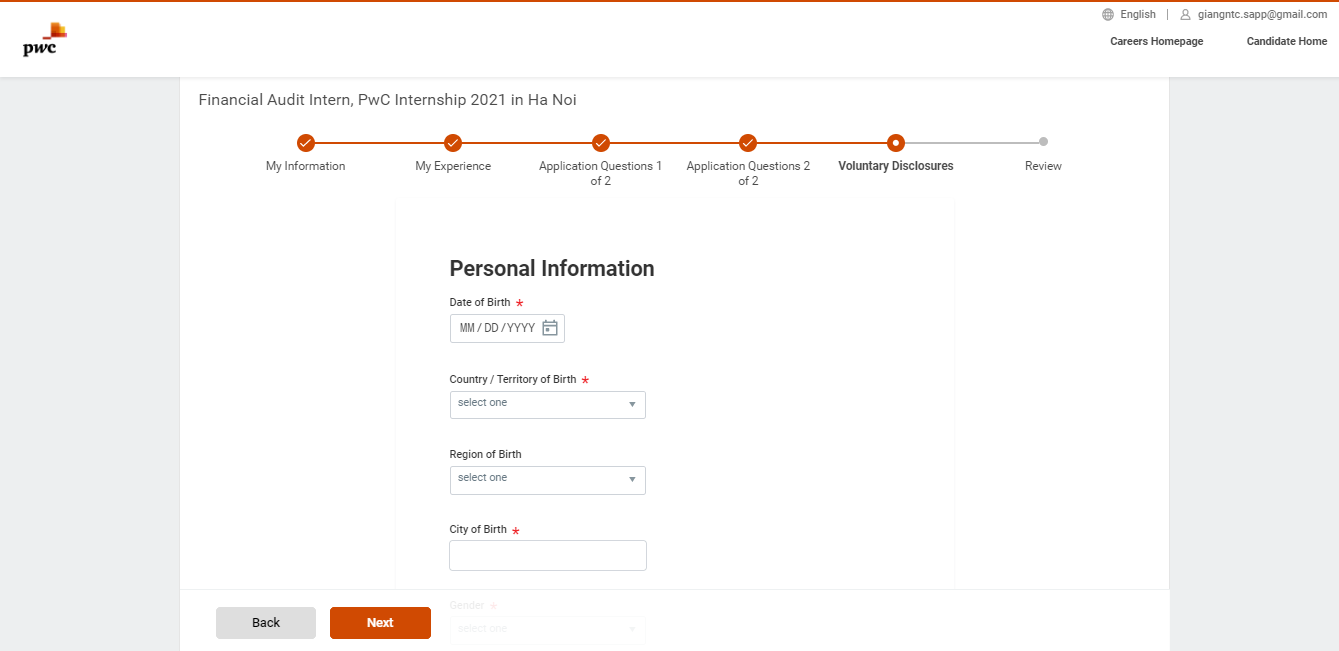[Application Form] - Hướng dẫn hoàn thiện vòng CV PwC