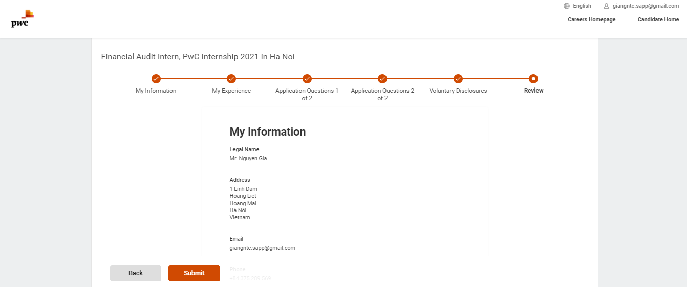[Application Form] - Hướng dẫn hoàn thiện vòng CV PwC